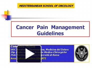 Cancer Pain Management Guidelines presentation | free to view