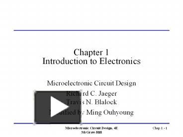 Chapter 1 Introduction to Electronics presentation | free to view