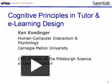 PPT – Cognitive Principles in Tutor PowerPoint presentation | free to ...