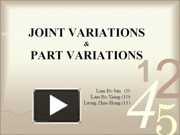 JOINT VARIATIONS presentation | free to view
