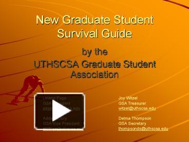 New Graduate Student Survival Guide presentation | free to view