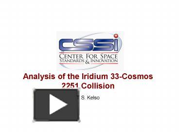 PPT – Analysis of the Iridium 33-Cosmos 2251 Collision PowerPoint ...