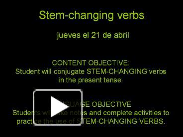 Stem-changing verbs presentation | free to download