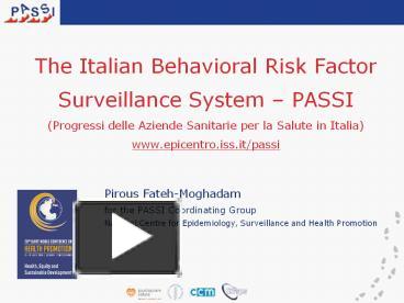 The Italian Behavioral Risk Factor Surveillance System presentation ...