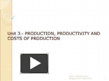 PPT – Unit 3.- PRODUCTION, PRODUCTIVITY AND COSTS OF PRODUCTION ...