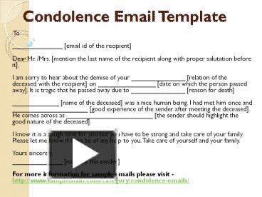 PPT – Condolence Email Template PowerPoint presentation | free to ...