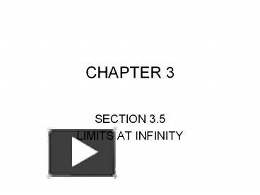 LIMITS AT INFINITY presentation | free to view