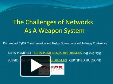 PPT – The Challenges of Networks As A Weapon System PowerPoint ...