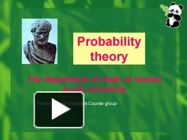 PPT – Probability theory PowerPoint presentation | free to view - id ...