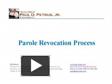 PPT – Parole Revocation Process PowerPoint presentation | free to ...