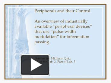 PPT – Peripherals and their Control An overview of industrially ...