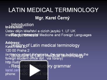 LATIN MEDICAL TERMINOLOGY presentation | free to download