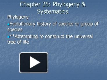 PPT – Chapter 25: Phylogeny PowerPoint presentation | free to download ...