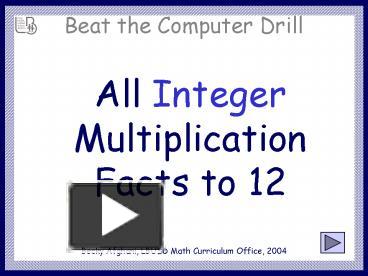 PPT – All Integer Multiplication Facts to 12 PowerPoint presentation ...