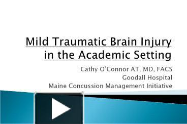 PPT – TRAUMATIC BRAIN INJURY A BRIEF OVERVIEW PowerPoint presentation ...