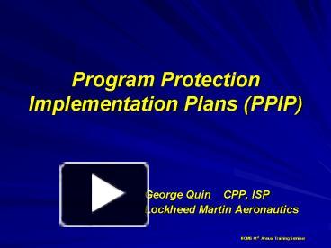 Program Protection Implementation Plans PPIP presentation | free to view
