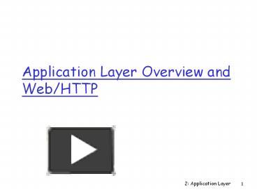 PPT – Application Layer Overview and Web/HTTP PowerPoint presentation ...