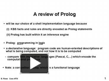 A review of Prolog presentation | free to download