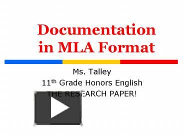 PPT – Documentation in MLA Format PowerPoint presentation | free to ...