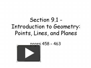 PPT – Section 9.1 - Introduction to Geometry: Points, Lines, and Planes ...