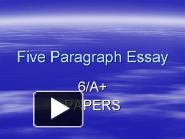 Five Paragraph Essay presentation | free to view