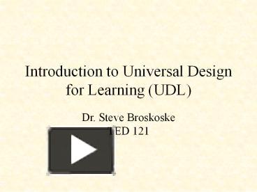 Introduction to Universal Design for Learning (UDL) presentation | free ...