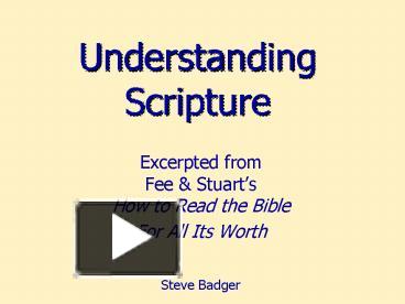 Understanding Scripture presentation | free to view