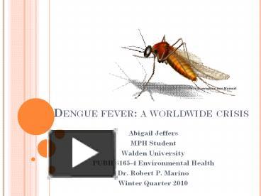 Dengue fever: a worldwide crisis presentation | free to download