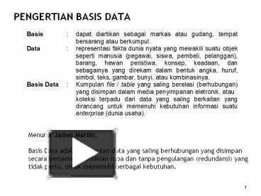 PENGERTIAN BASIS DATA presentation | free to download