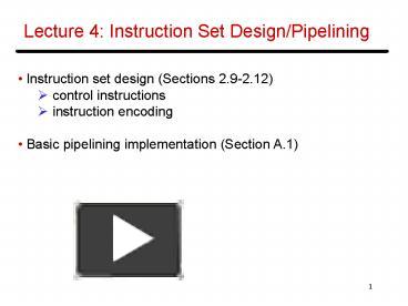 PPT – Lecture 4: Instruction Set Design/Pipelining PowerPoint ...