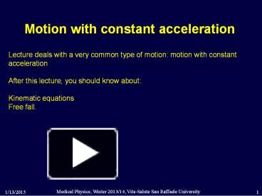 Motion with constant acceleration presentation | free to view
