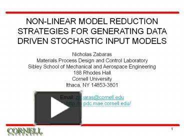 Non Linear Model Reduction presentation | free to view