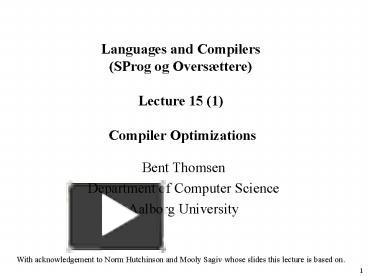 PPT – Languages and Compilers (SProg og Overs PowerPoint presentation ...