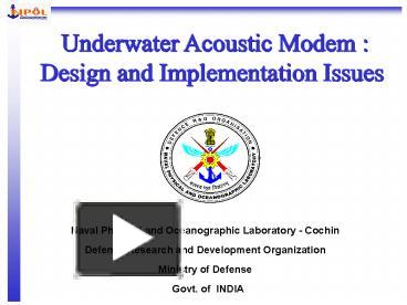 Underwater Acoustic Modem : presentation | free to view