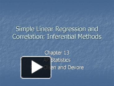 PPT – Simple Linear Regression and Correlation: Inferential Methods ...