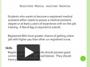 How To Become A Registered Medical Assistant presentation | free to ...