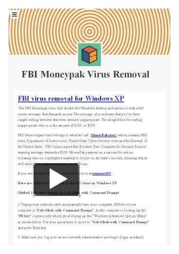 PPT – FBI Moneypak virus removal- isupport365 PowerPoint presentation ...