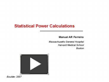 PPT – Statistical Power Calculations PowerPoint presentation | free to ...