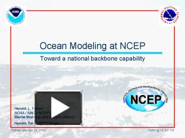 Ocean Modeling at NCEP presentation | free to view