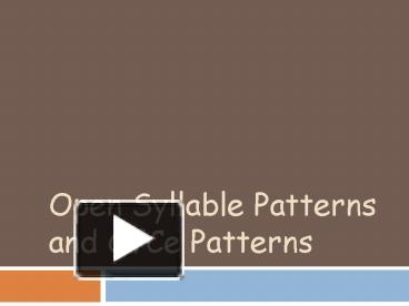 Open Syllable Patterns and CVCe Patterns presentation | free to view