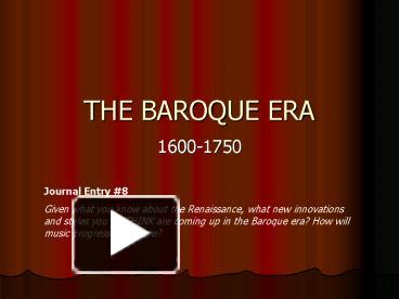 PPT – THE BAROQUE ERA PowerPoint presentation | free to view - id ...