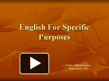 English For Specific Purposes presentation | free to view