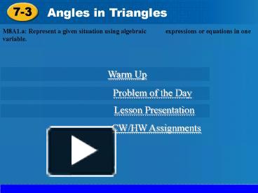 PPT – Angles in Triangles PowerPoint presentation | free to view - id ...