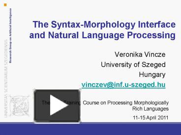 PPT – The Syntax-Morphology Interface and Natural Language Processing ...