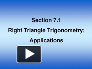 Right Triangle Trigonometry; presentation | free to view