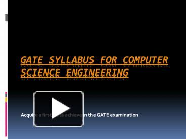 GATE Syllabus for Computer Science Engineering presentation | free to ...