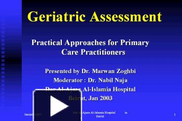 Geriatric Assessment presentation | free to view