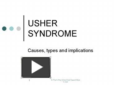 USHER SYNDROME presentation | free to view