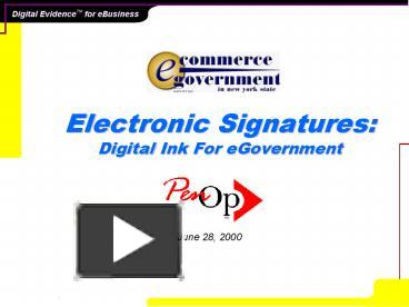 PPT – Electronic Signatures: Digital Ink For eGovernment PowerPoint ...