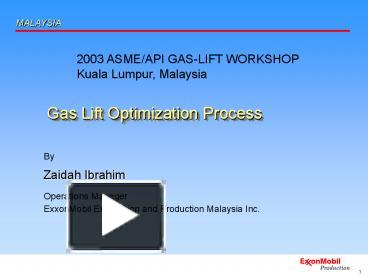 Gas Lift Optimization Process presentation | free to view